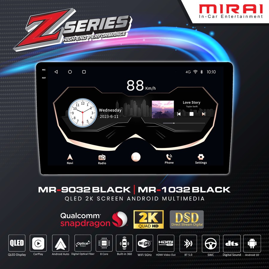Jual HEAD UNIT ANDROID MIRAI 9INCHI / 10 INCH MR 9032/1032 BLACK Z SERIES 8GB/258 GB garansi ...