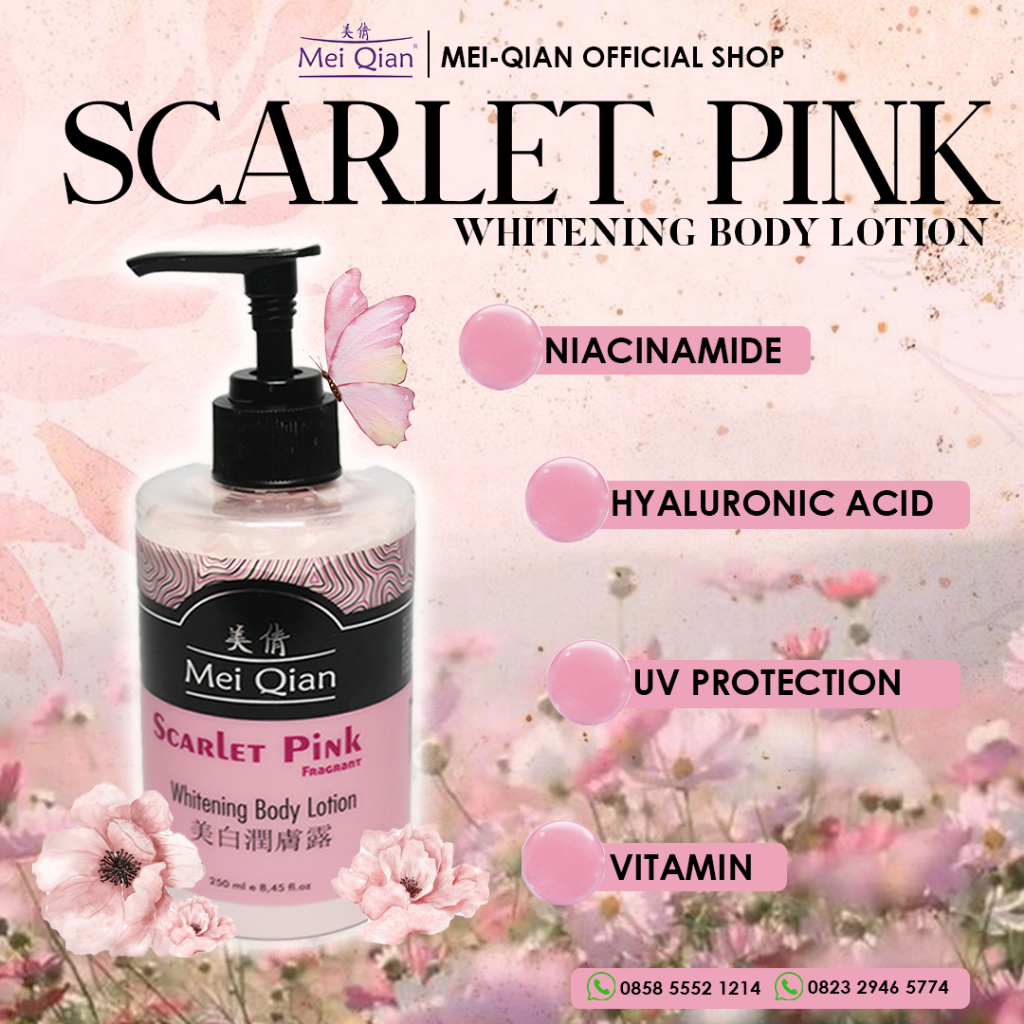 Jual Mei Qian Whitening Body Lotion Edisi Scarlet Pink 250ml | Shopee ...