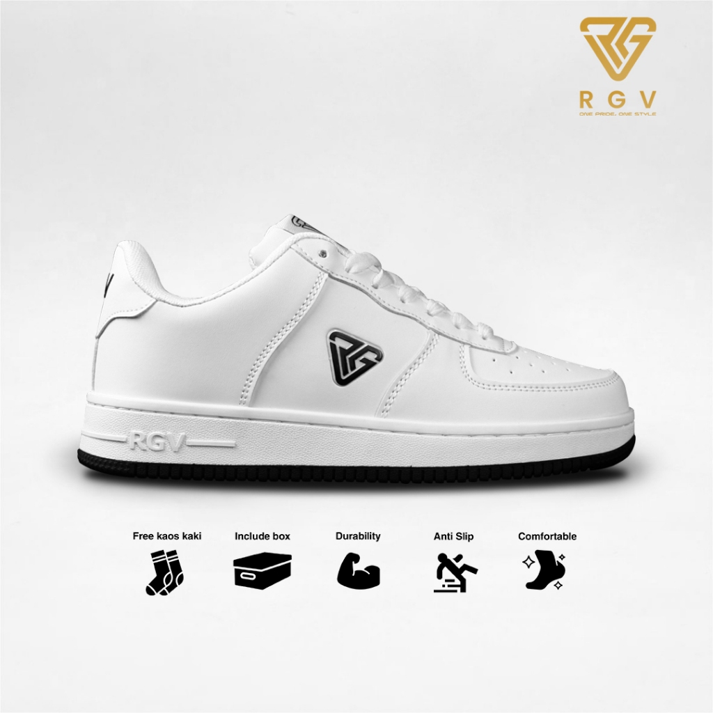 Jual RGV 36 - 45 Sepatu Putih Sneakers Pria dan Wanita Series Duco White Black | Shopee Indonesia