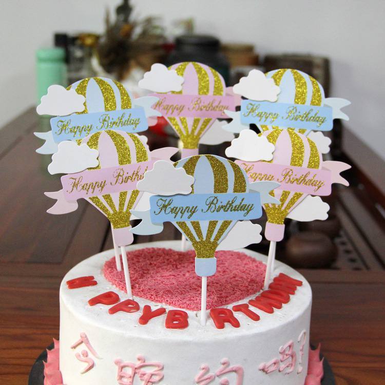 Jual 1 SET TOPPER TEMA BALLON UDARA PINK DAN BIRU DEKORASI ULANG TAHUN ...