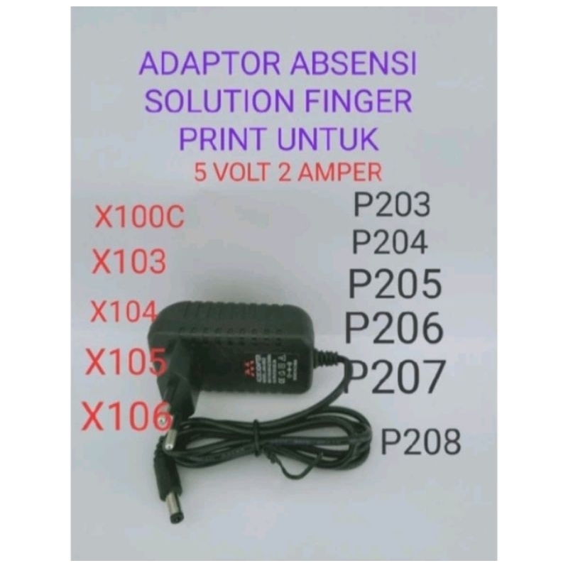 Jual Adaptor absensi solution finger print 5 volt 2 amper | Shopee ...