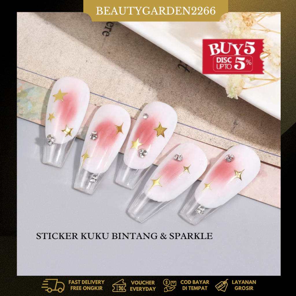 Jual [ COD ] Stiker Kuku Motif Bintang Sparkle/Sticker Nail Art 3D ...
