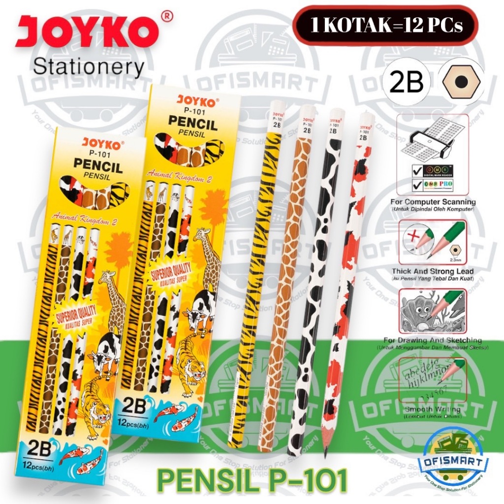 Jual Joyko Pensil Tulis 2B P-101 Animal Kingdom2 | @1Ktk=12PCs | Shopee Indonesia