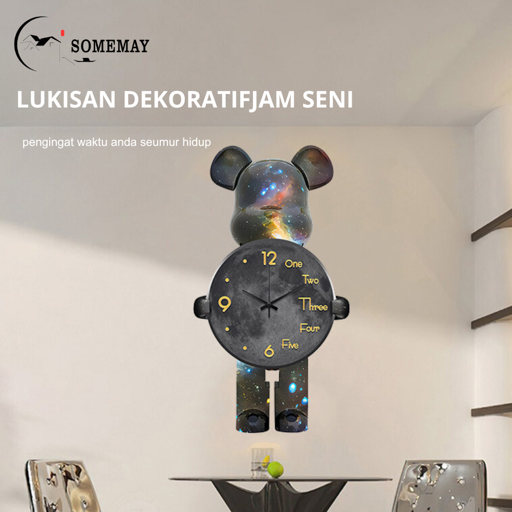 Jual SOMEMAY Jam Dinding Beruang M30/ Jam dinding aesthetic diameter ...