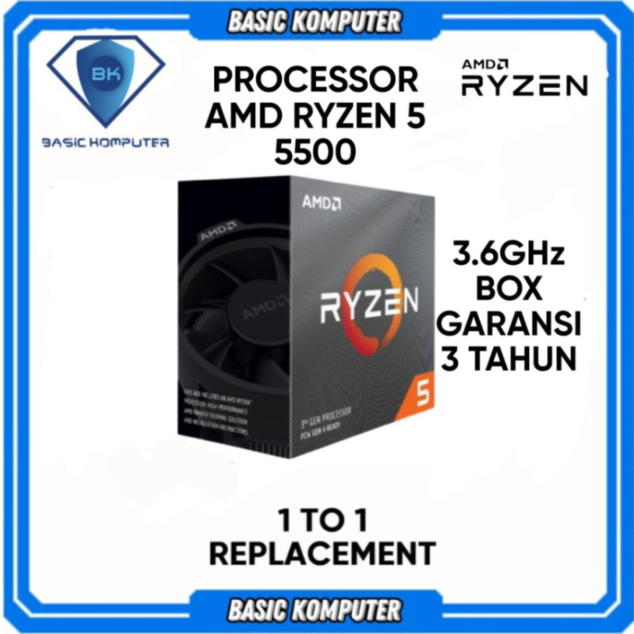 Jual PROCESSOR AMD RYZEN 5 5500 3.6GHz BOX GARANSI 3 TAHUN | Shopee ...