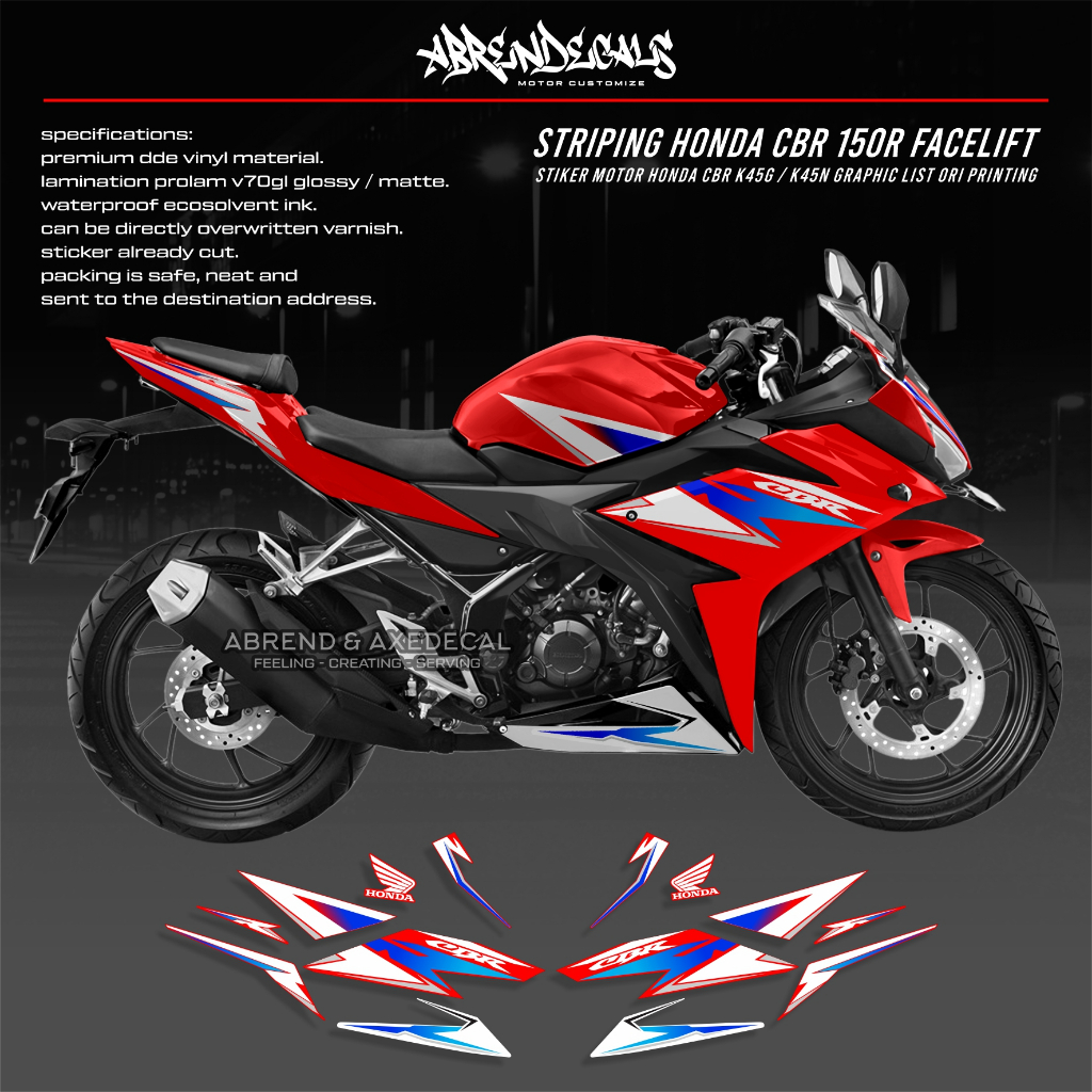 Jual Striping CBR 150 R Facelift Grafis Ori Printing / Stiker List ...