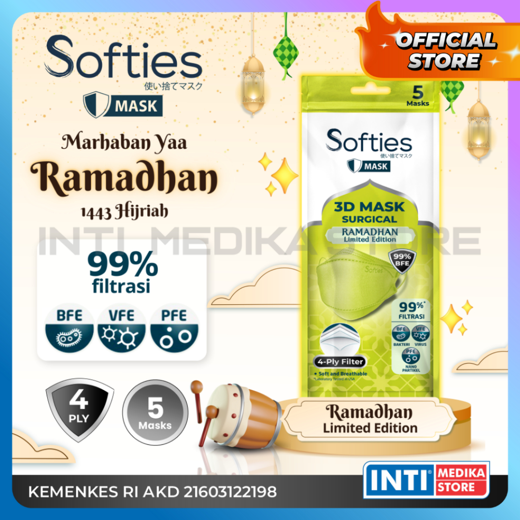 Jual SOFTIES - Masker Earloop 3D KF94 Surgical Mask 4 Ply RAMADHAN ...