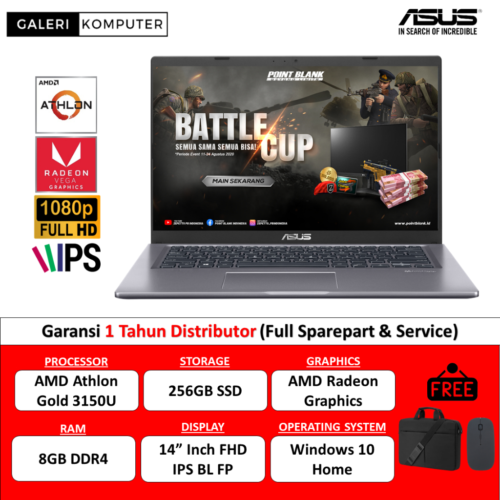 Jual LAPTOP ASUS VIVOBOOK 14 M415DA AMD ATHLON GOLD 3150U 4GB 128GB 14. ...