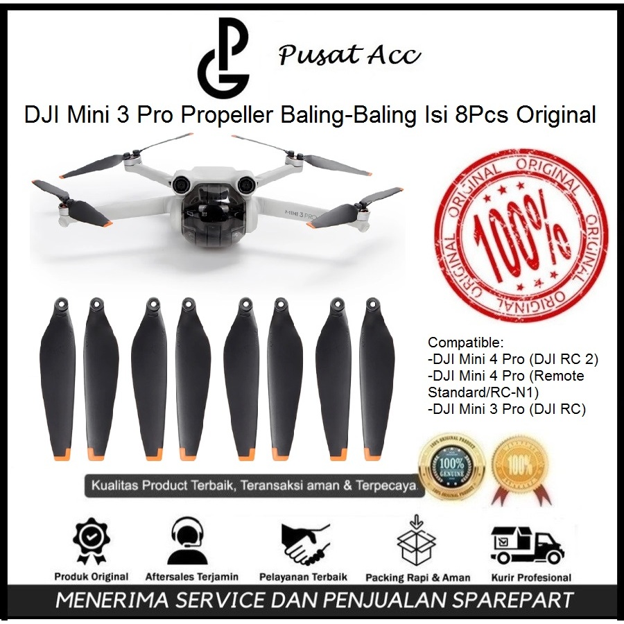 Jual DJI Mini 3 Pro Propeller Baling Baling Original Isi 8Pcs for Mini 3Pro/4Pro Plus Baling ...