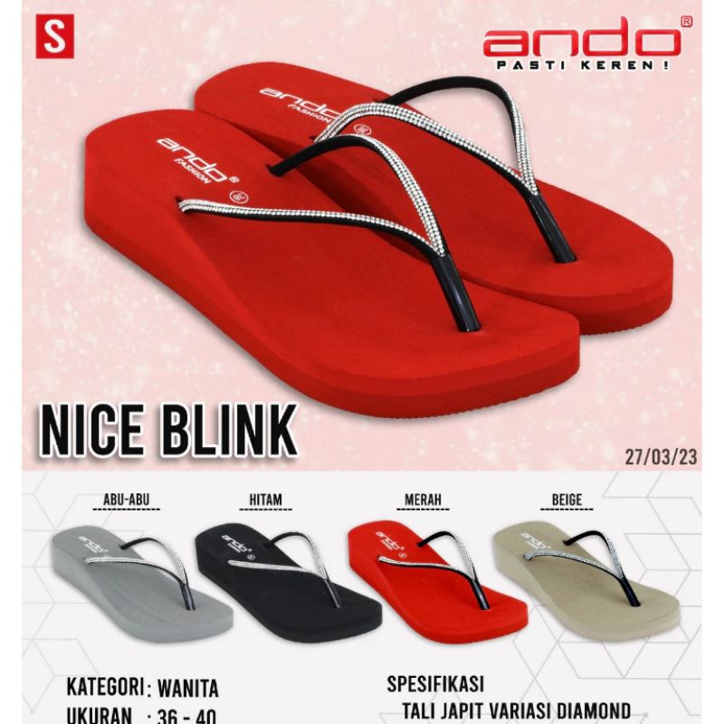 Jual Ando Official Sandal Jepit Nice Blink Wanita Dewasa Wedges Ando ...