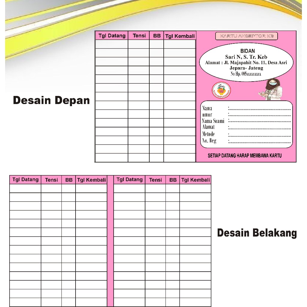 Jual KARTU KB - KARTU KUNJUNGAN KB - KARTU AKSERPTOR KB CUSTOM ...