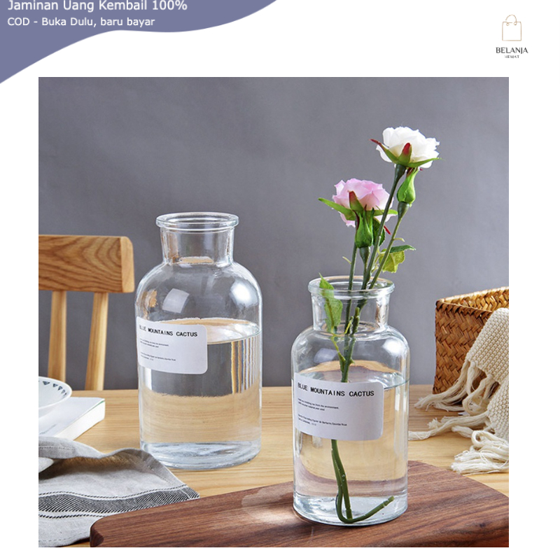 Jual Vas Bunga Botol Kaca Aesthetic Bottle Vases Flower Pot 1L - EN549 ...