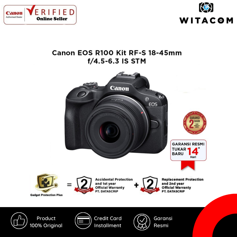 Jual Canon EOS R100 / R 100 Kit RF-S 18-45mm f/4.5-6.3 IS STM - Garansi ...