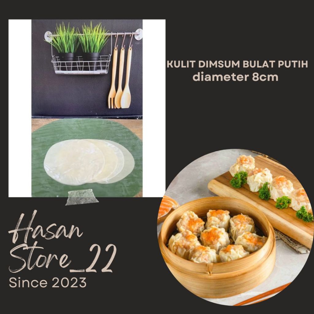 Jual Kulit Dimsum Bulat Kulit Siomay Gyoza Diameter 8cm Isi 55 Lembar Warna Putih Enak Halal ...