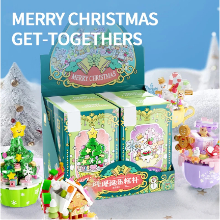 Jual Teacup Cake Building brick Snow Man Christmas Tree Gingerbread ...