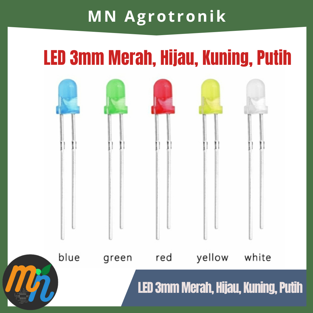 Jual LED 3MM Merah/Kuning/Hijau/Putih/Biru/Orange | Shopee Indonesia