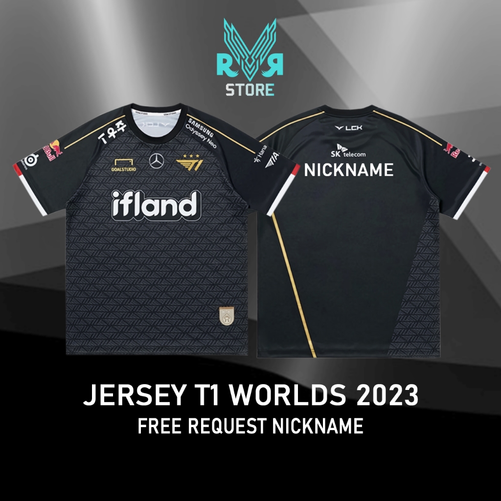 Jual JERSEY Baju Kaos T1 WORLDS 2023 New ( free custom nickname ) | Shopee Indonesia