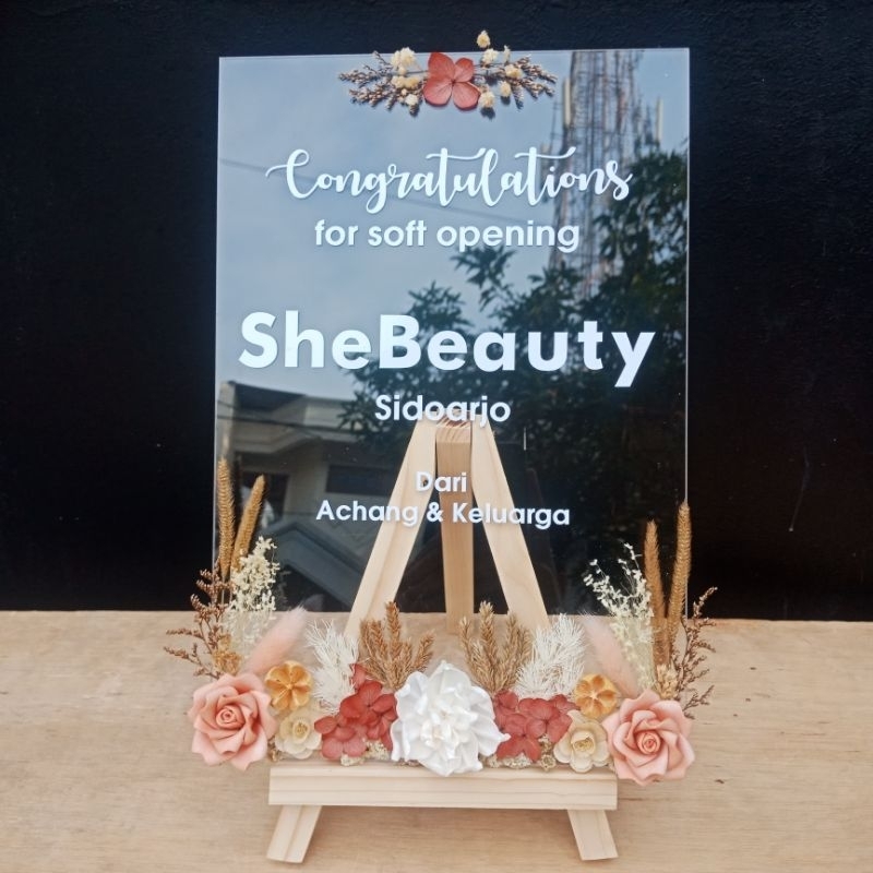 Jual custom acrylic gift akrilik bunga kering kado wisuda ulang tahun ...