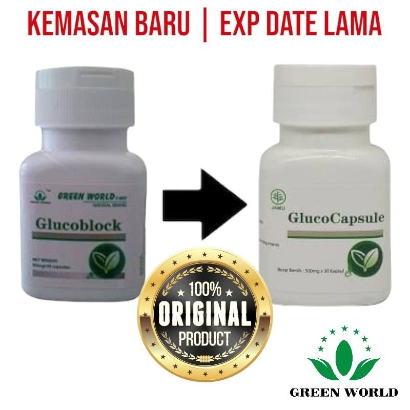 Jual gluco capsule green world original / glucoblock / obat diabetes ...