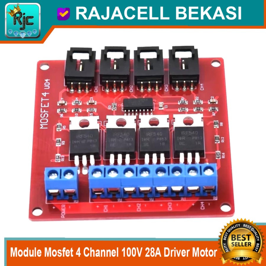Jual Module Mosfet 4 Channel 100V 28A Driver Motor Selenoid Dimmer LED ...