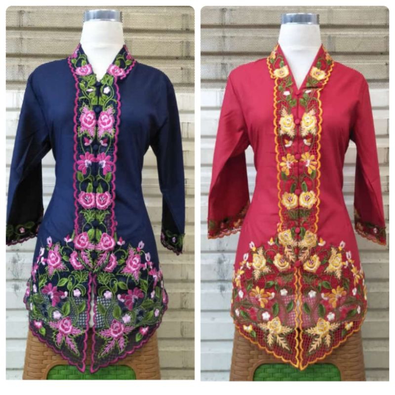 Jual Kebaya Encim Betawi Modern Lengan Bordir Ondel Betawi Jumbo Katun ...