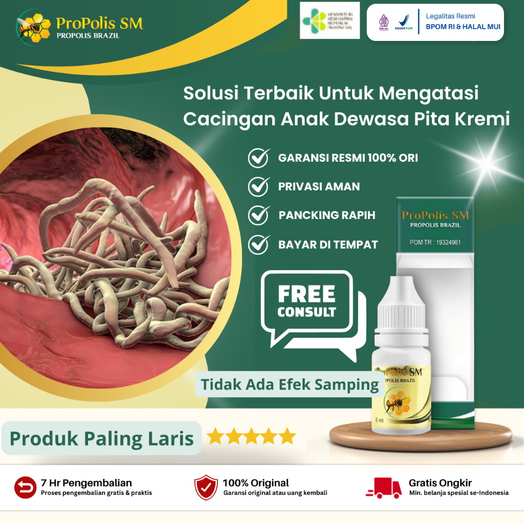 Jual Obat Cacingan Dewasa Anak Cacing Kremi Pita Manusia Pasir Propolis ...
