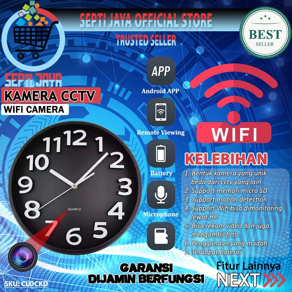 Jual IP Camera CCTV Wifi Wall Clock Jam Dinding Hidden Spy Kamera Full ...