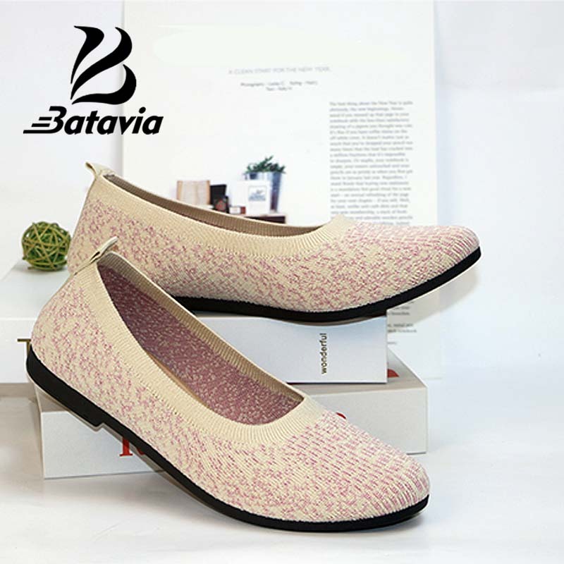Jual (COD)Batavia Sepatu Wanita Datar Modis Baru Lengan Hitam Melalui ...