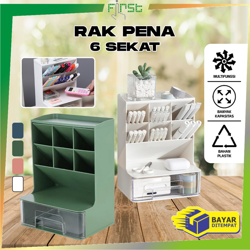 Jual FH-C951 Rak Pena 6 Sekat dengan Laci Transparan Serbaguna / Rak ...