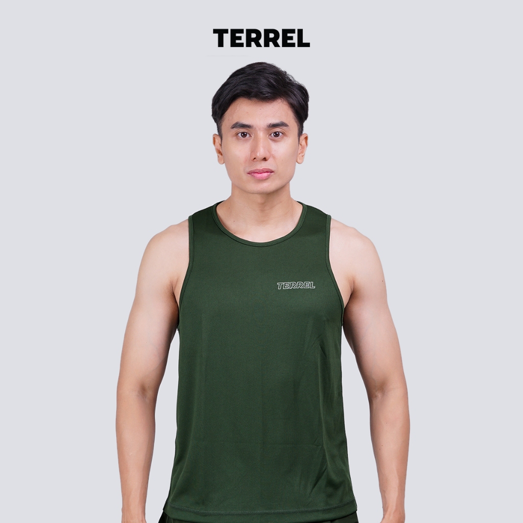 Jual Terrel sportswear Basic Tanktop Green sleeveless baju atasan tanpa lengan kaos olahraga dry ...
