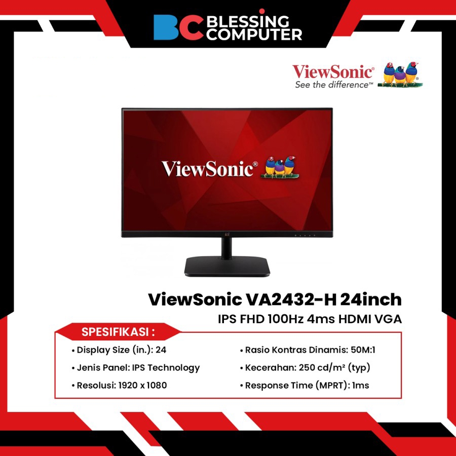Jual Monitor ViewSonic VA2432-H 24inch IPS FHD 100Hz 4ms HDMI VGA ...