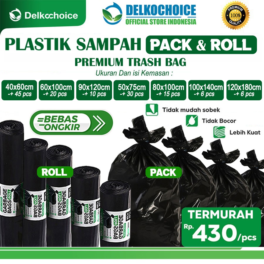 Jual KANTONG HITAM PLASTIK SAMPAH TEBAL JUMBO Trash Bag PREMIUM SATUAN | Shopee Indonesia