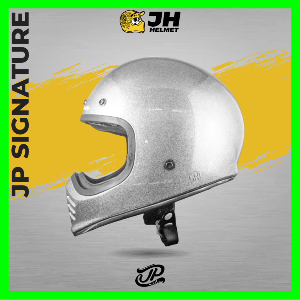 Jual Helm JP Signature Solid Silver Glossy | Helm Cakil | Helm Retro ...