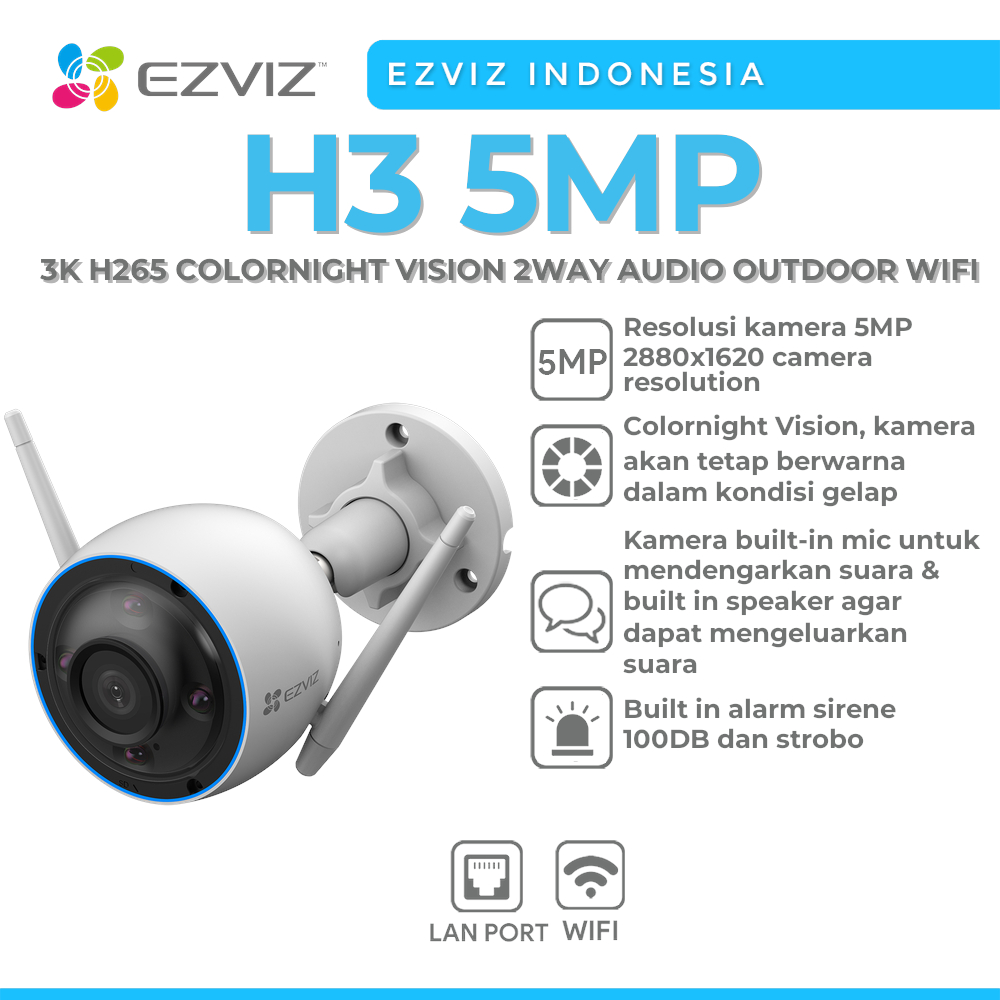 Jual EZVIZ H3C 4MP 2K COLORNIGHT VISION 2WAY AUDIO H265 WIFI OUTDOOR ...