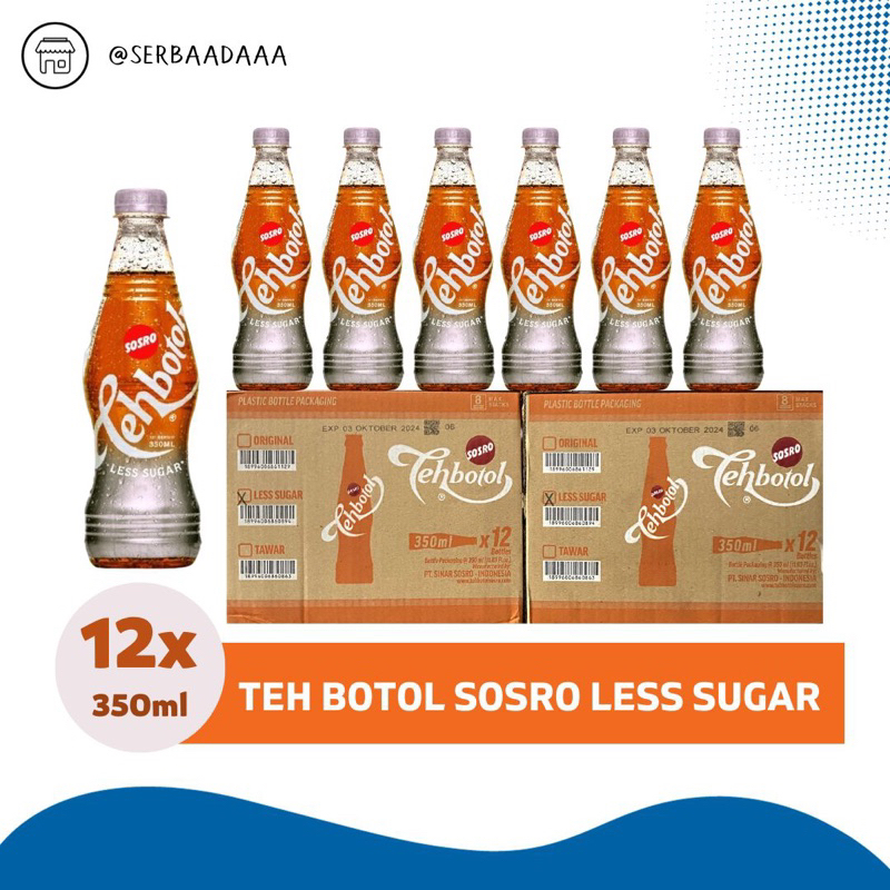 Jual TEH BOTOL SOSRO LESS SUGAR 350ml isi 12 botol | Shopee Indonesia