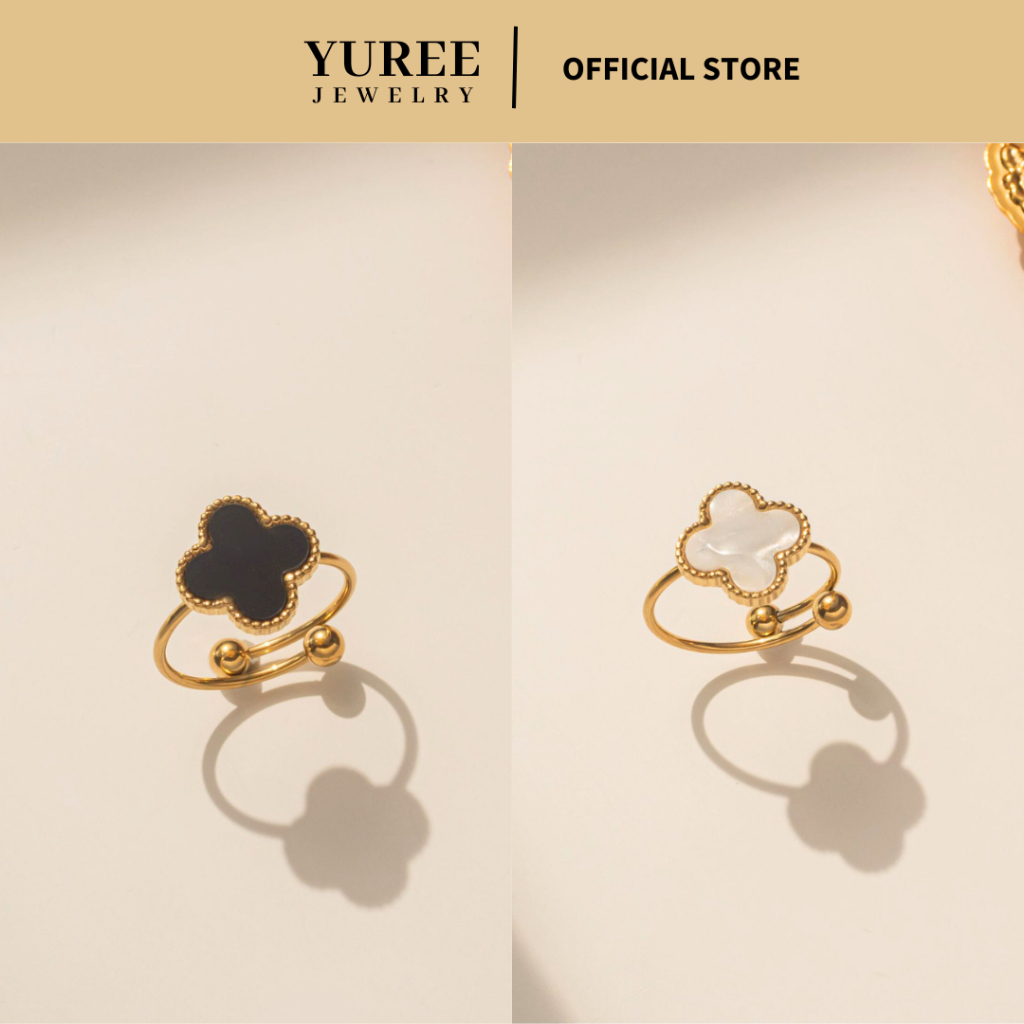 Jual YUREE • Alberta Ring • Perhiasan Cincin Clover Titanium • Cincin ...