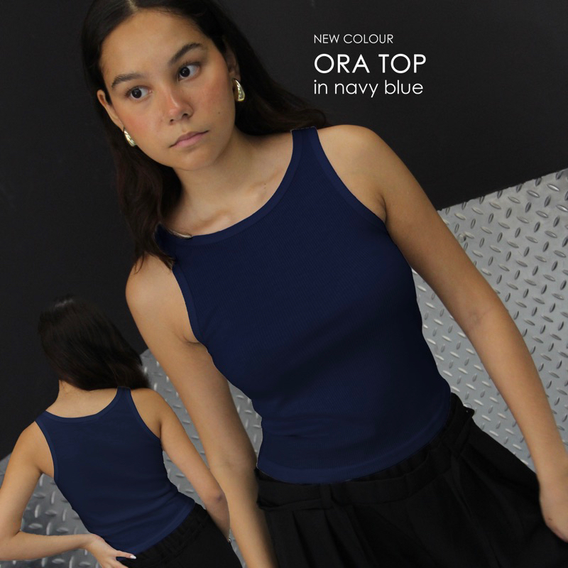 Jual ORA TOP | Ribbed Knit Racer Tank Tanktop Summer Stretch Rib Top Soma | Shopee Indonesia