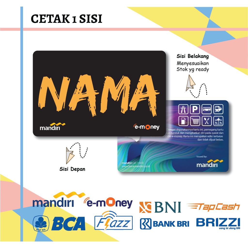 Jual KARTU EMONEY CUSTOM NAMA BEBAS GOLD YELLOW MANDIRI FLAZZ BCA GEN 2 ...