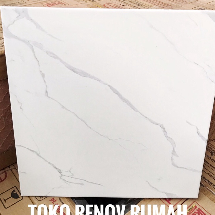 Jual Promo keramik lantai 40x40 putih motif carara (mengkilap)/ keramik lantai kamar/keramik ...