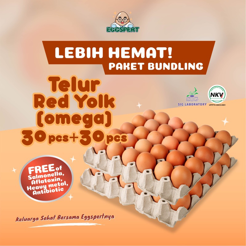 Jual Eggspert Telur Ayam Red Yolk (Omega) Paket Bundling Isi 30pcs ...