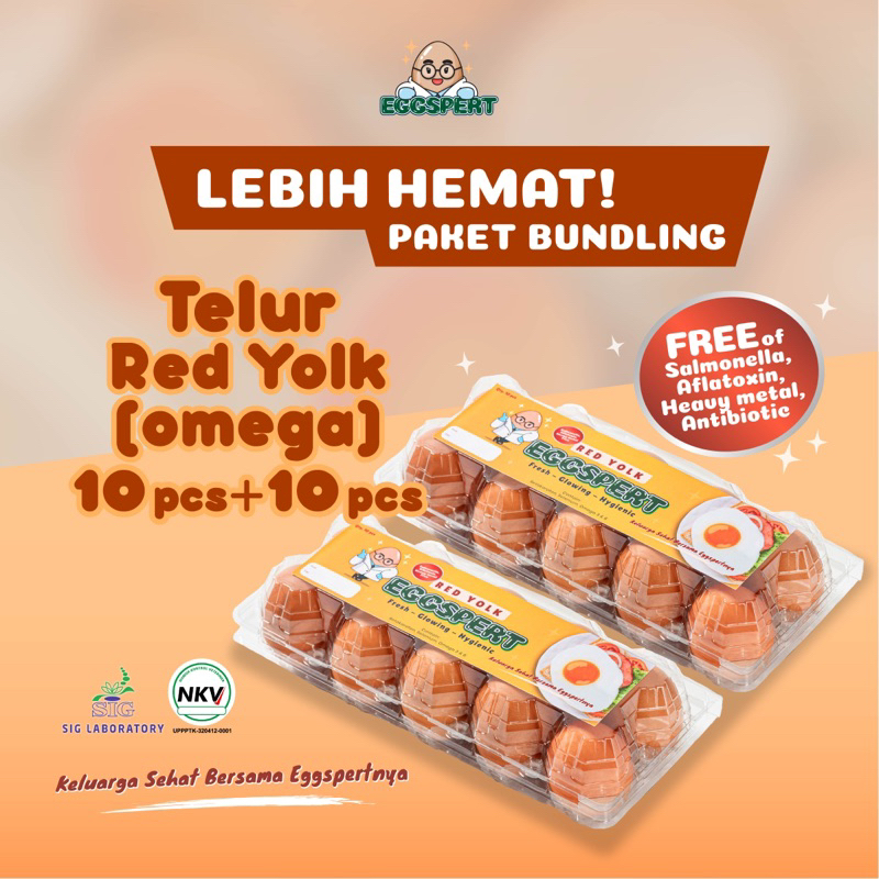 Jual Eggspert Telur Ayam Red Yolk (Omega) Paket Bundling Isi 10pcs ...