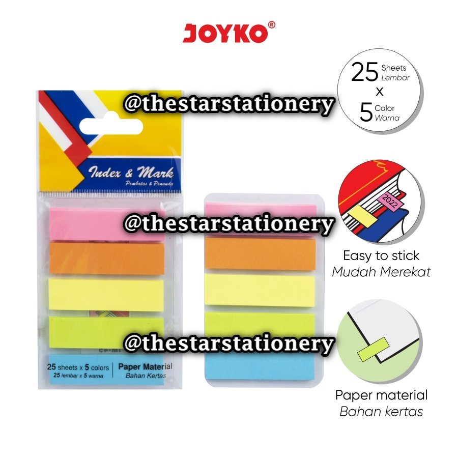 Jual (1 Set) GROSIR Pembatas Memo Joyko IM-45 Kertas Kotak 5 Warna ...