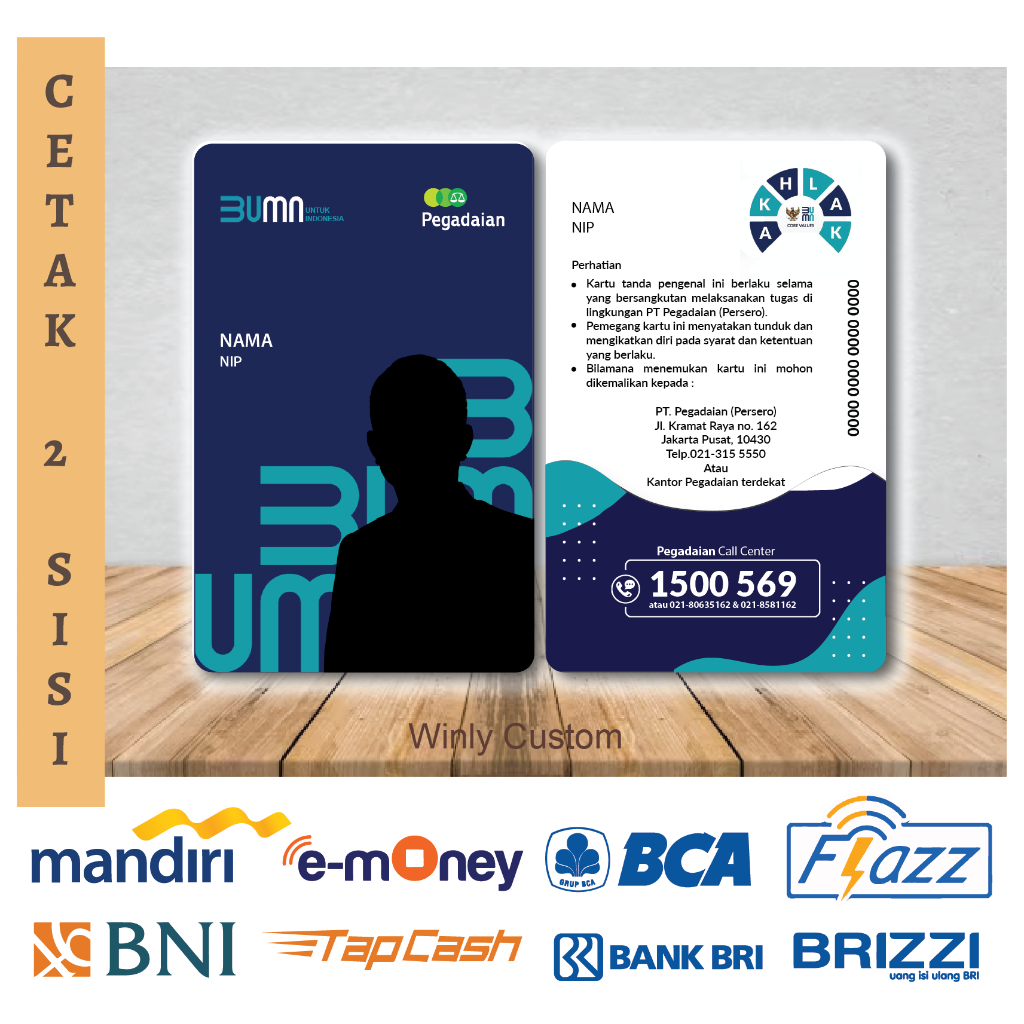 Jual KARTU E MONEY ID CARD PEGADAIAN KARTU PEGAWAI NEW BUMN ETOLL ...