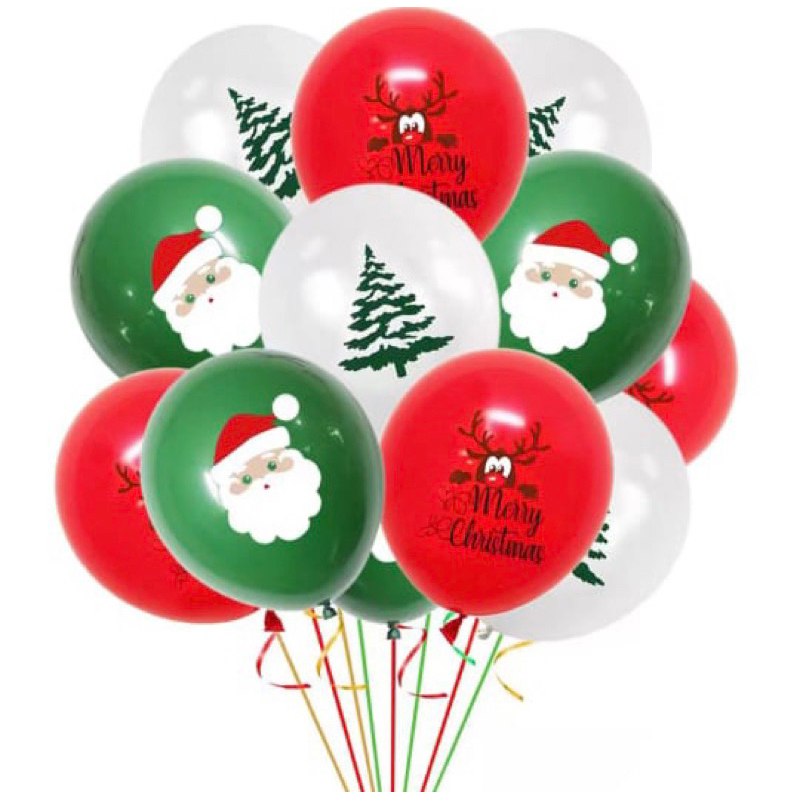 Jual Balon Latex Natal MIX 3 Warna SANTA,POHON,RUSA (Per PACK) isi 50 ...