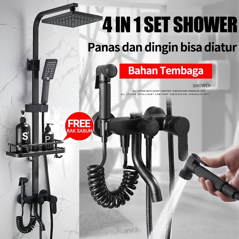 Jual 4 Dalam 1 Shower Tiang Set Panas-Dingin / Set pancuran tembaga lengkap / Shower Kamar Mandi ...
