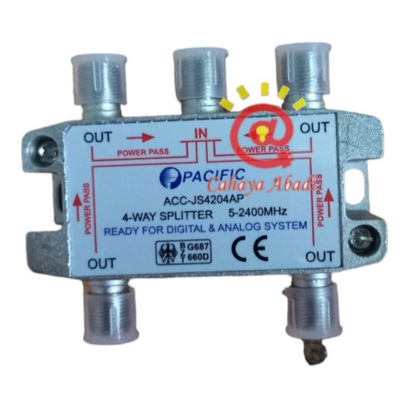 Jual Splitter Spliter TV Antena PACIFIC 4 Way 4 Cabang | Shopee Indonesia