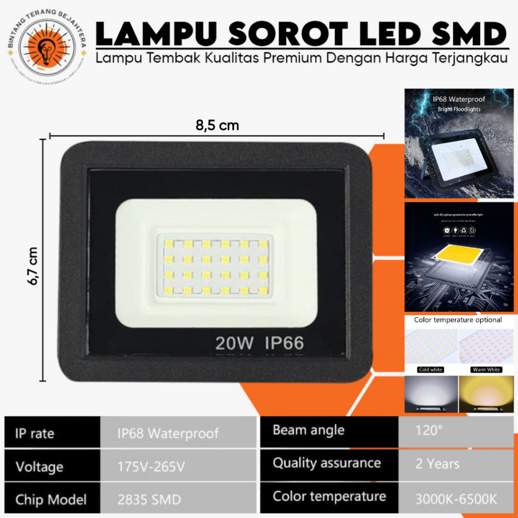Jual ★BTS★ LAMPU SOROT LED SMD 20W / LAMPU TEMBAK LED SMD / LED SMD ...