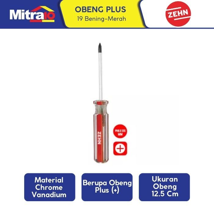 Jual Zehn Obeng Plus 19 12.5 Cm Bening-Merah | Shopee Indonesia