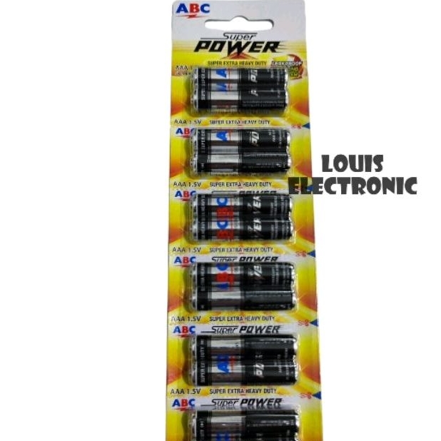Jual Baterai Batre Batery ABC Super Power AAA / A3 1 Renceng ( 12 Pcs ...