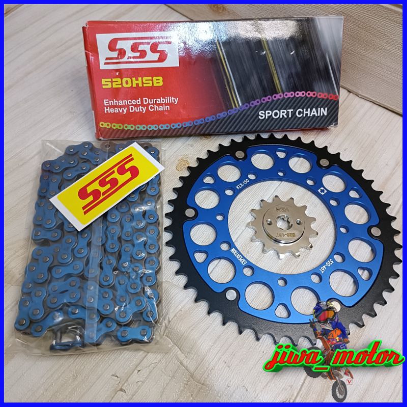 Jual Gear set KLX DTRACKER 150 expedition plus rantai SSS BIRU 520HSB ...
